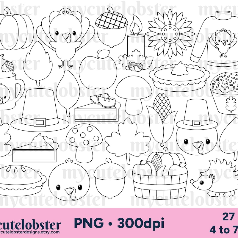 Thanksgiving Line Art - Etsy