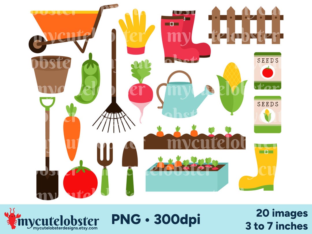 Vegetable Gardening Clipart, Gardening Clipart, Vegetable Patch Clipart ...