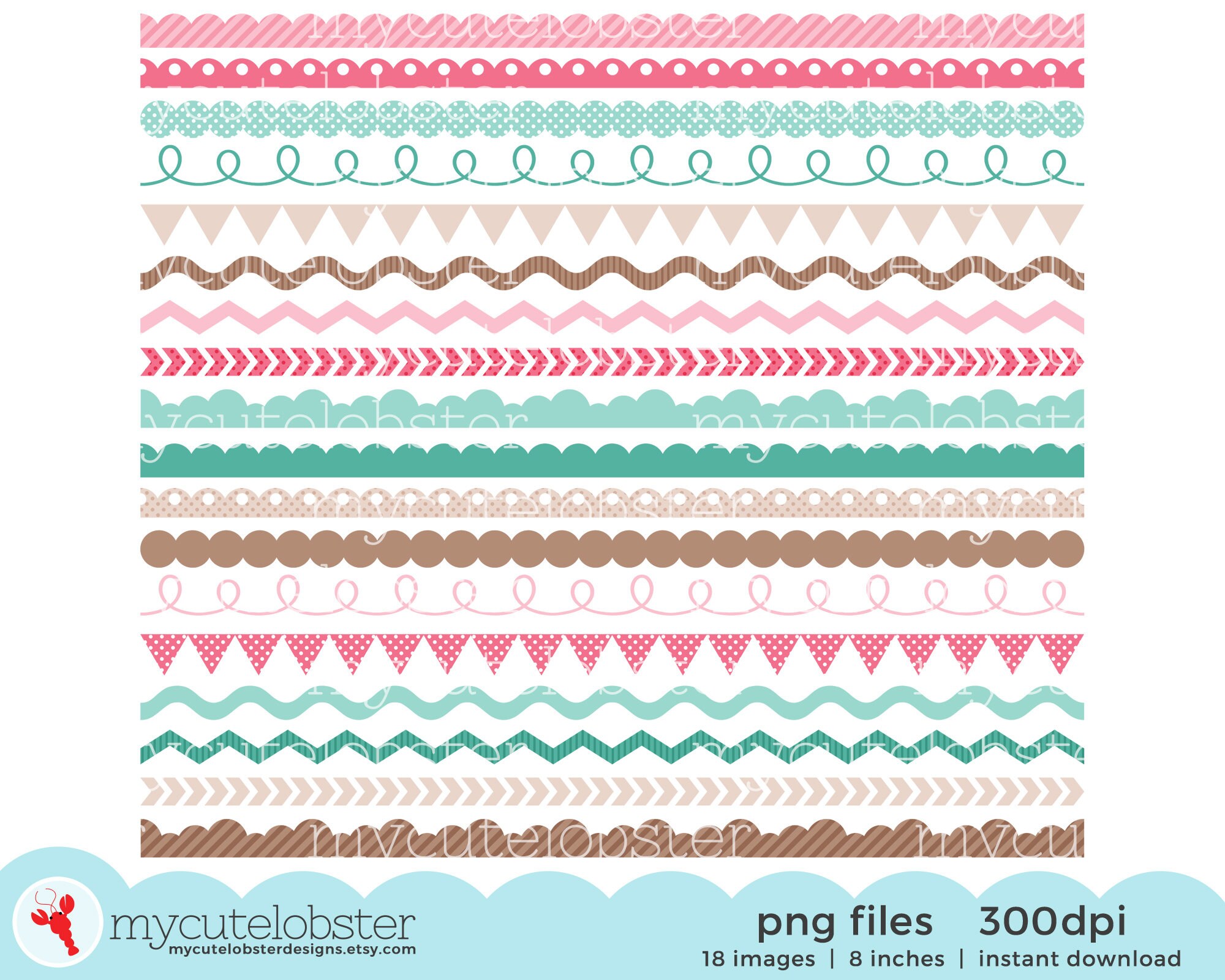 Girls Borders Clipart Set Clip Art Set of Borders Scallop - Etsy UK