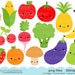 Cute Fruit Clipart Clip Art Set of Orange, Apple, Banana, Fruit, Happy ...