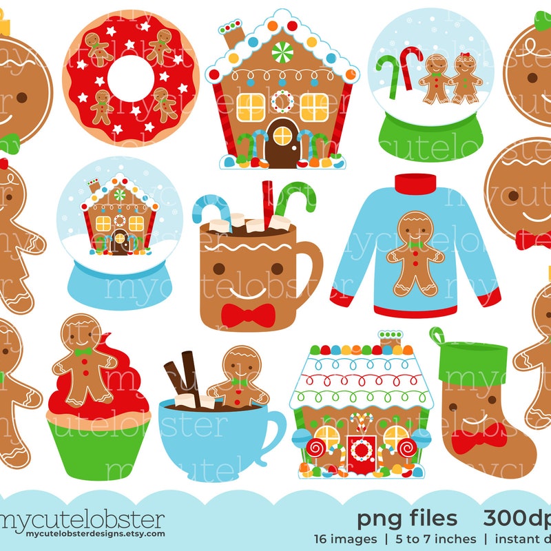 Gingerbread Clipart - Etsy