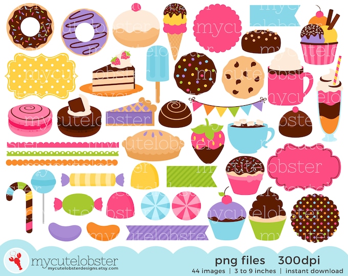 Sweets & Treats Clipart Set Digital Elements Donuts - Etsy