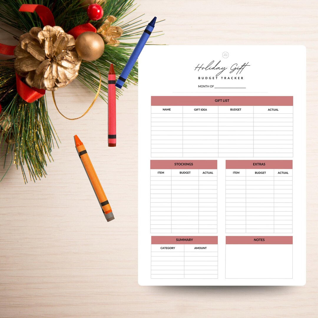 Holiday Gift Budget Tracker Printable | Christmas Spending Planner ...