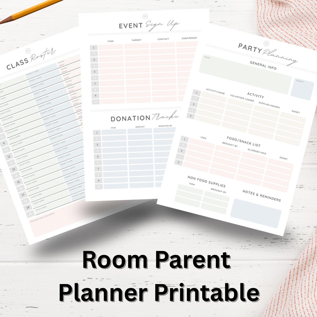 Room Parent Planner Printable | Class Party Organizer & Volunteer Sign ...