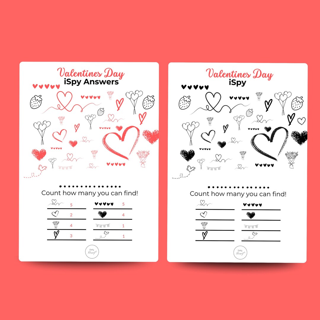 Juego imprimible de «Veo, veo» para el Día de San Valentín: una ...