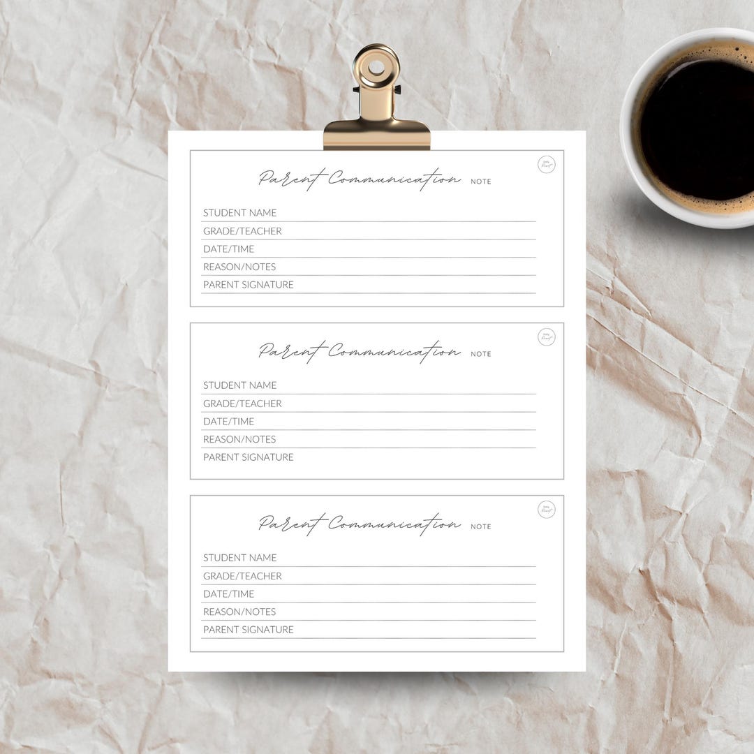 Parent Communication Notes Printable | School Absence, Tardy, Pickup ...