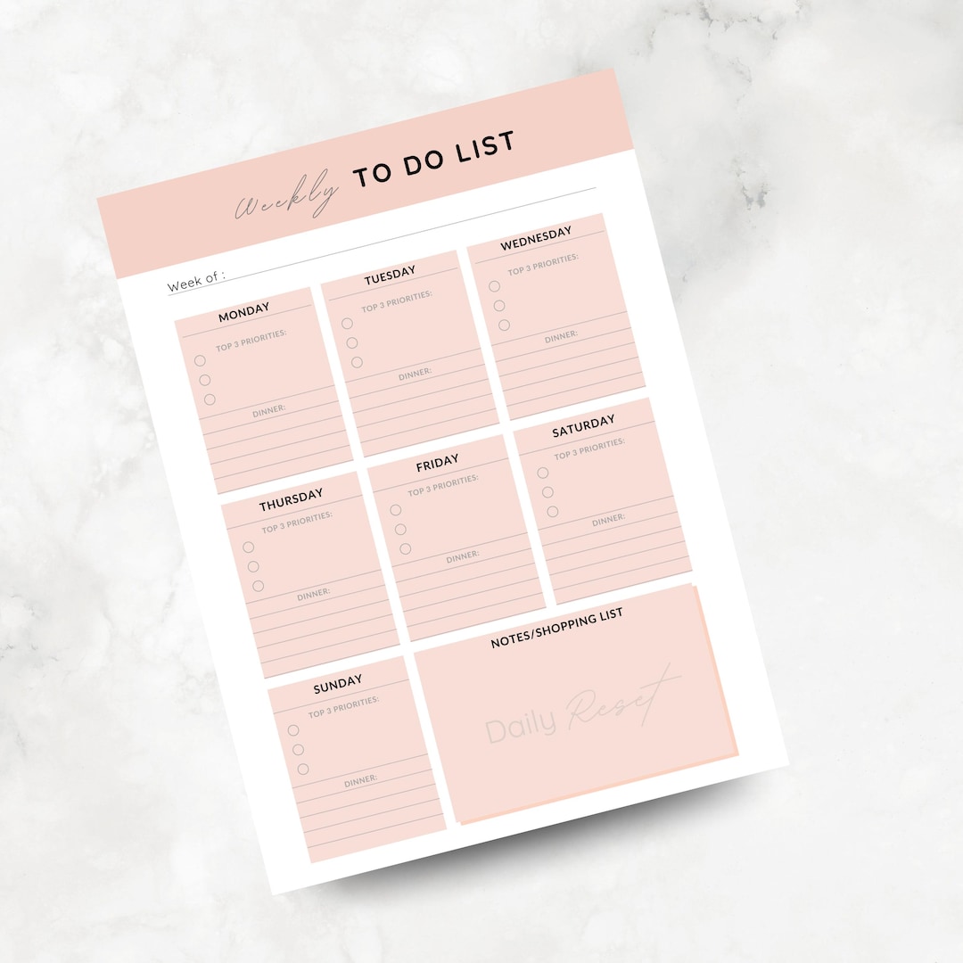 Weekly Planner Printable for Moms | Weekly To-do List, Top 3 Priorities ...