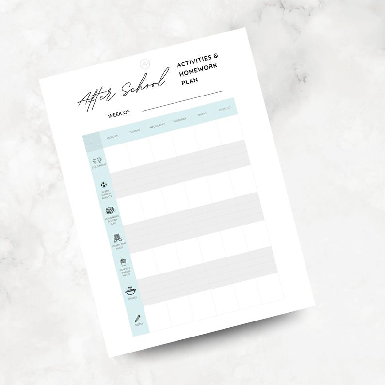 After School Schedule Printable | Kids Weekly Routine, Activities ...