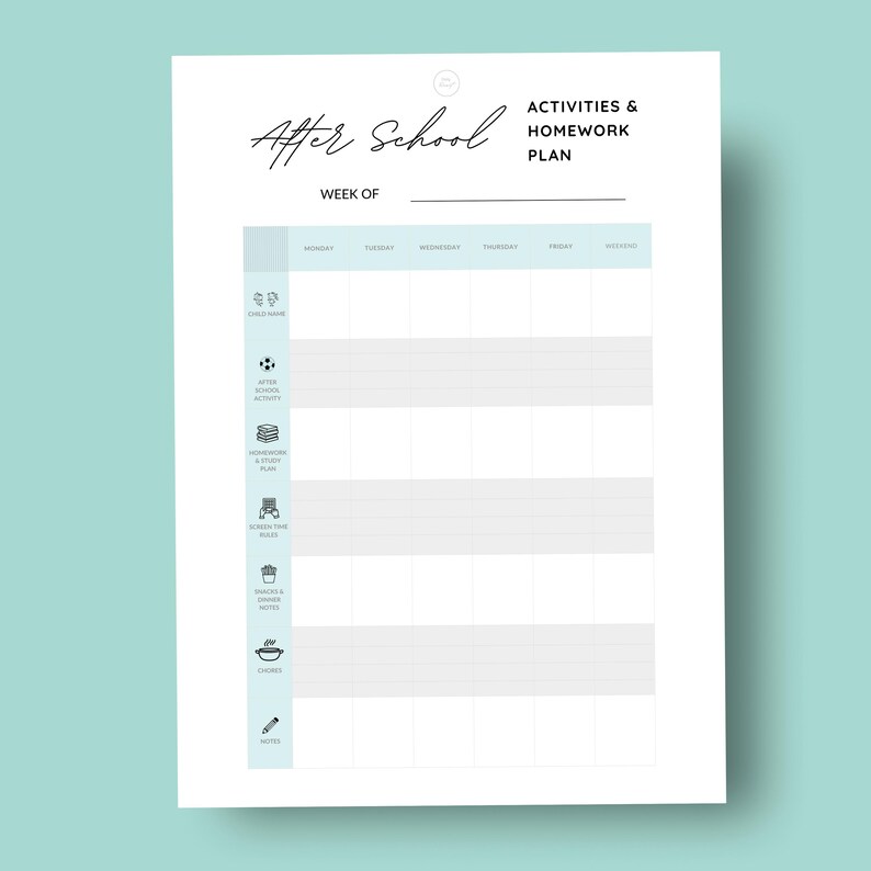 After School Schedule Printable | Kids Weekly Routine, Activities ...