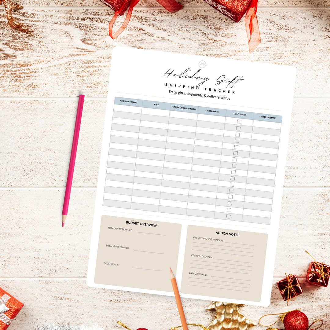 Holiday Gift Shipping Tracker Printable – Christmas Delivery Tracker ...