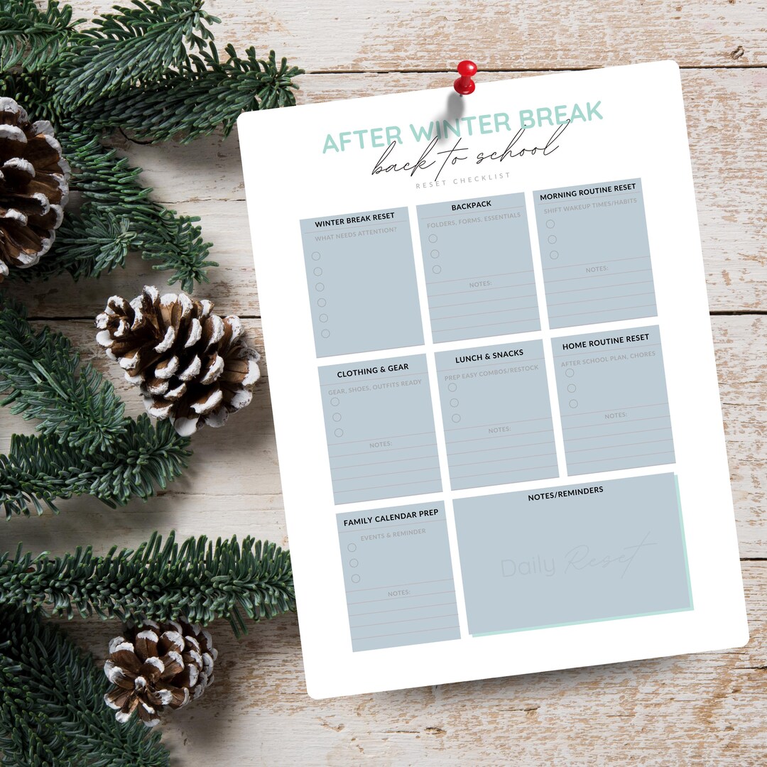 After Winter Break Back to School Reset Checklist | January School ...