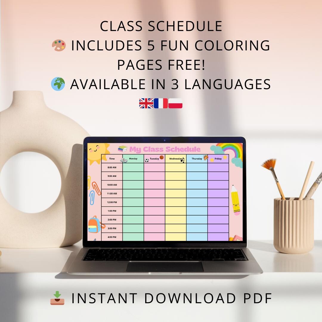 Printable Class Schedule + 5 Coloring Pages | Kids Weekly Planner ...