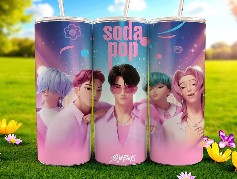 Kpop Saja Boys Soda Pop Demon Hunters Tumbler Wrap: 20oz Sublimation ...