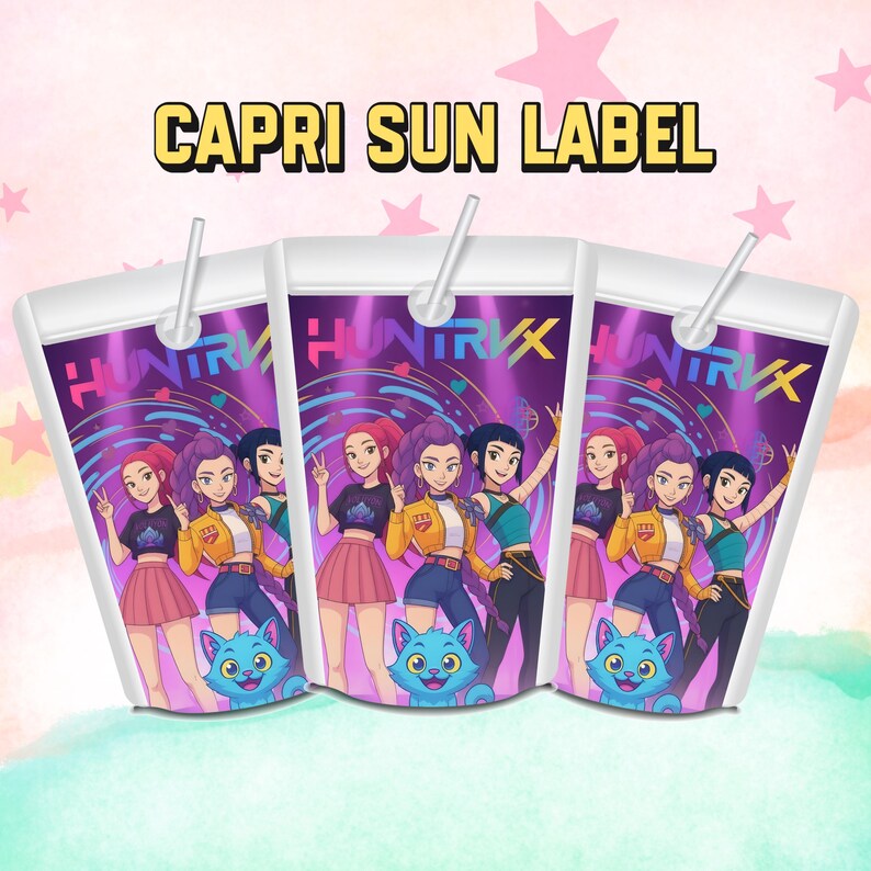 Kpop Demon Hunters Capri Sun Juice Pouch Labels, Huntrix Tonic Drink Wrapper (digital Download ...