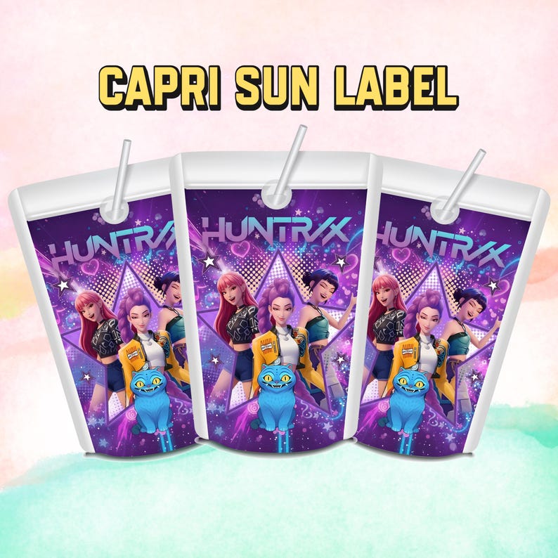 Kpop Demon Hunters Capri Sun Juice Pouch Labels, Huntrix Tonic Drink Wrapper (digital Download ...