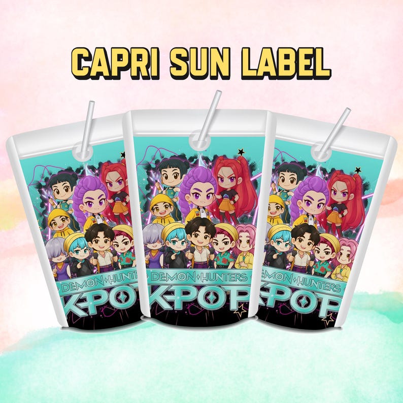 Kpop Demon Hunters Capri Sun Juice Pouch Labels, Huntrix Saja Boys ...