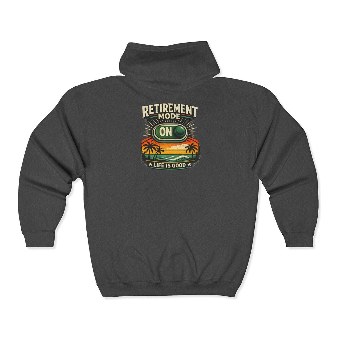 Retirement Mode ON Full Zip Hoodie | Retro Badge Graphic - Etsy