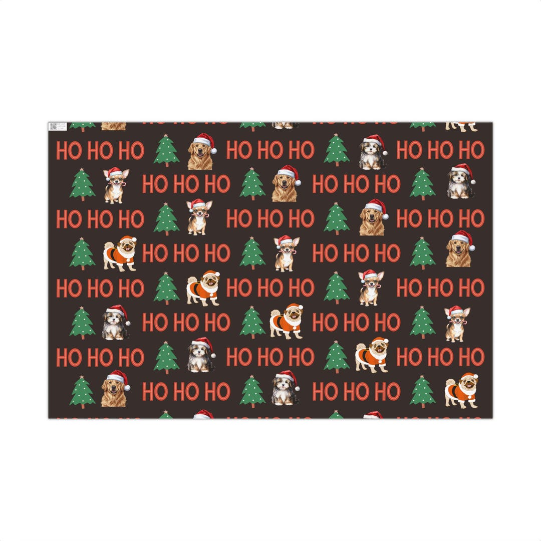 Santa Dogs Pattern Gift Wrap Paper | Christmas Ho Ho Ho - Etsy