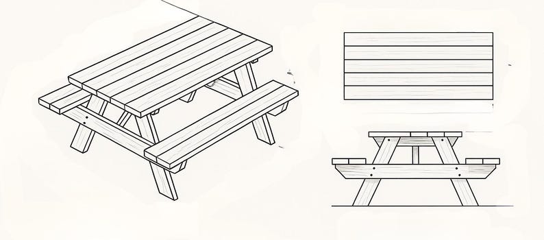 DIY Picnic Table Plans PDF | Outdoor Furniture Woodworking Blueprint ...