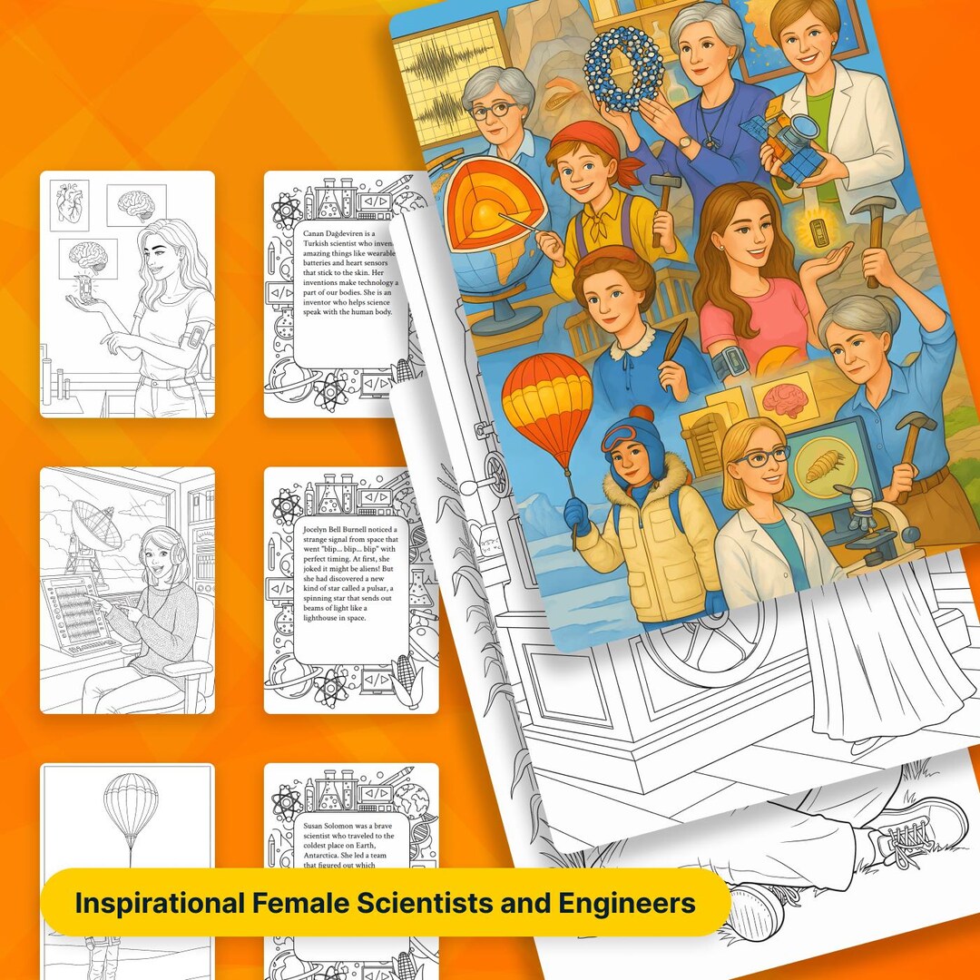 Women in STEM Coloring Book: 30 Inspiring Scientist Stories (printable ...