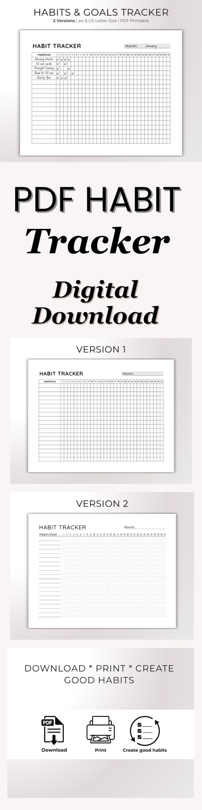 Daily Weekly and Monthly Goals Tracker Printable Planner Pdf Habit ...