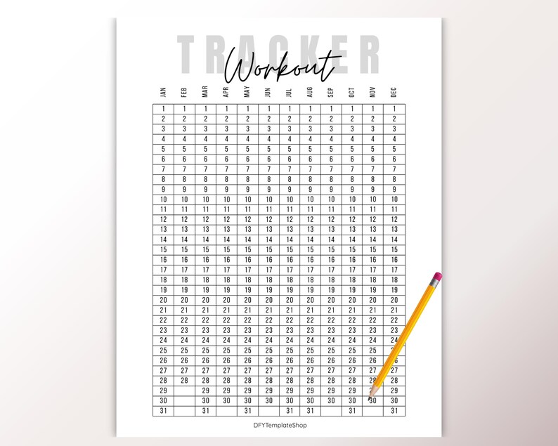 Workout Tracker Printable PDF Daily Exercise Log for Workouts, Fitness ...