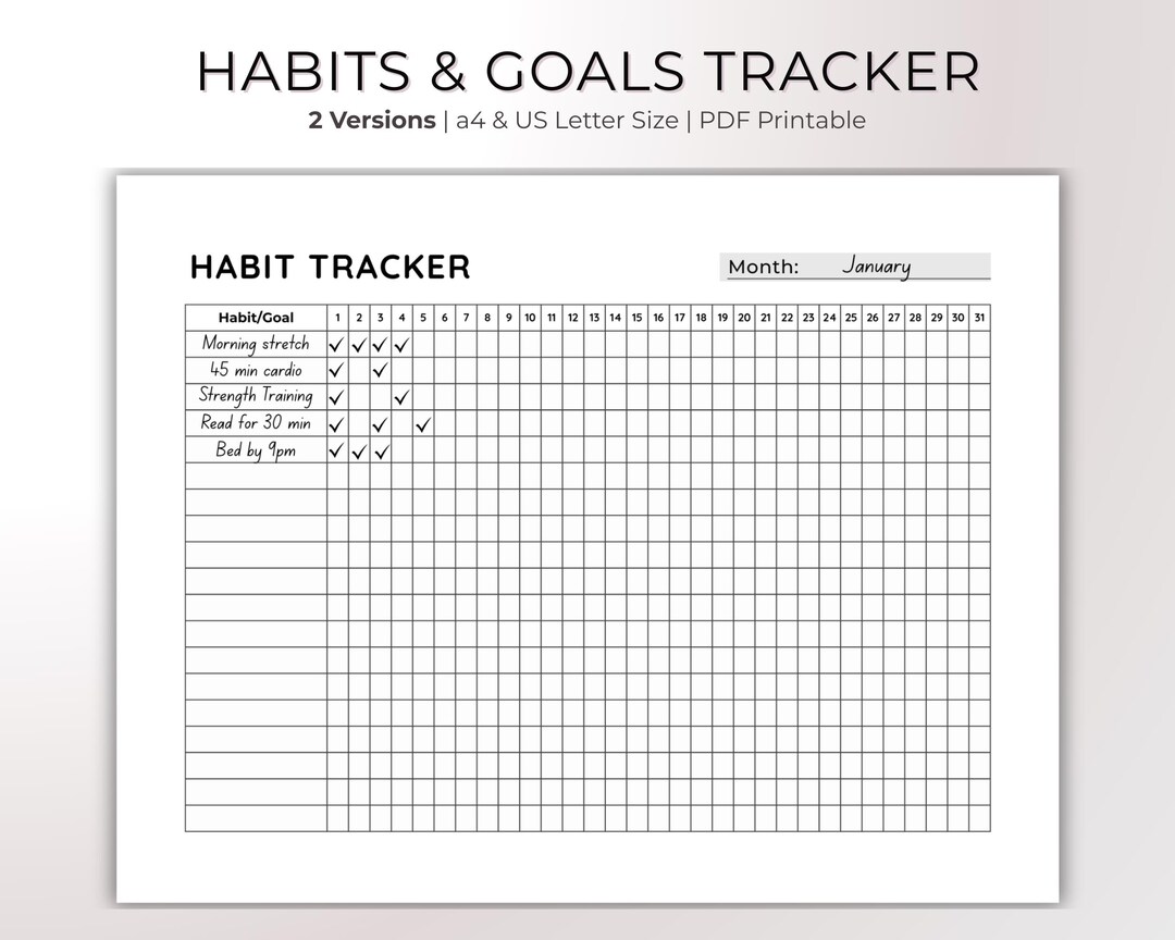 Daily Weekly and Monthly Goals Tracker Printable Planner Pdf Habit ...