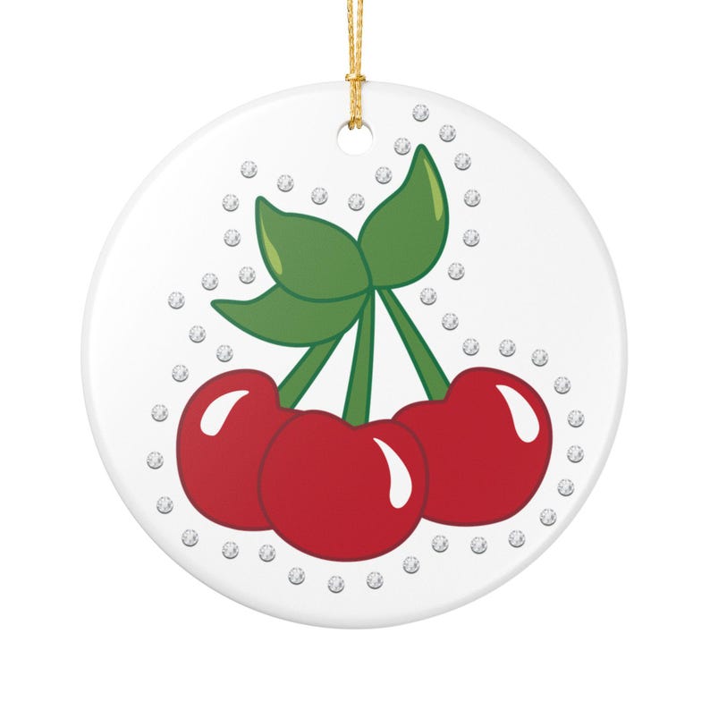 Harry Styles Cherries Cherry Illustration Ceramic Christmas Ornament ...