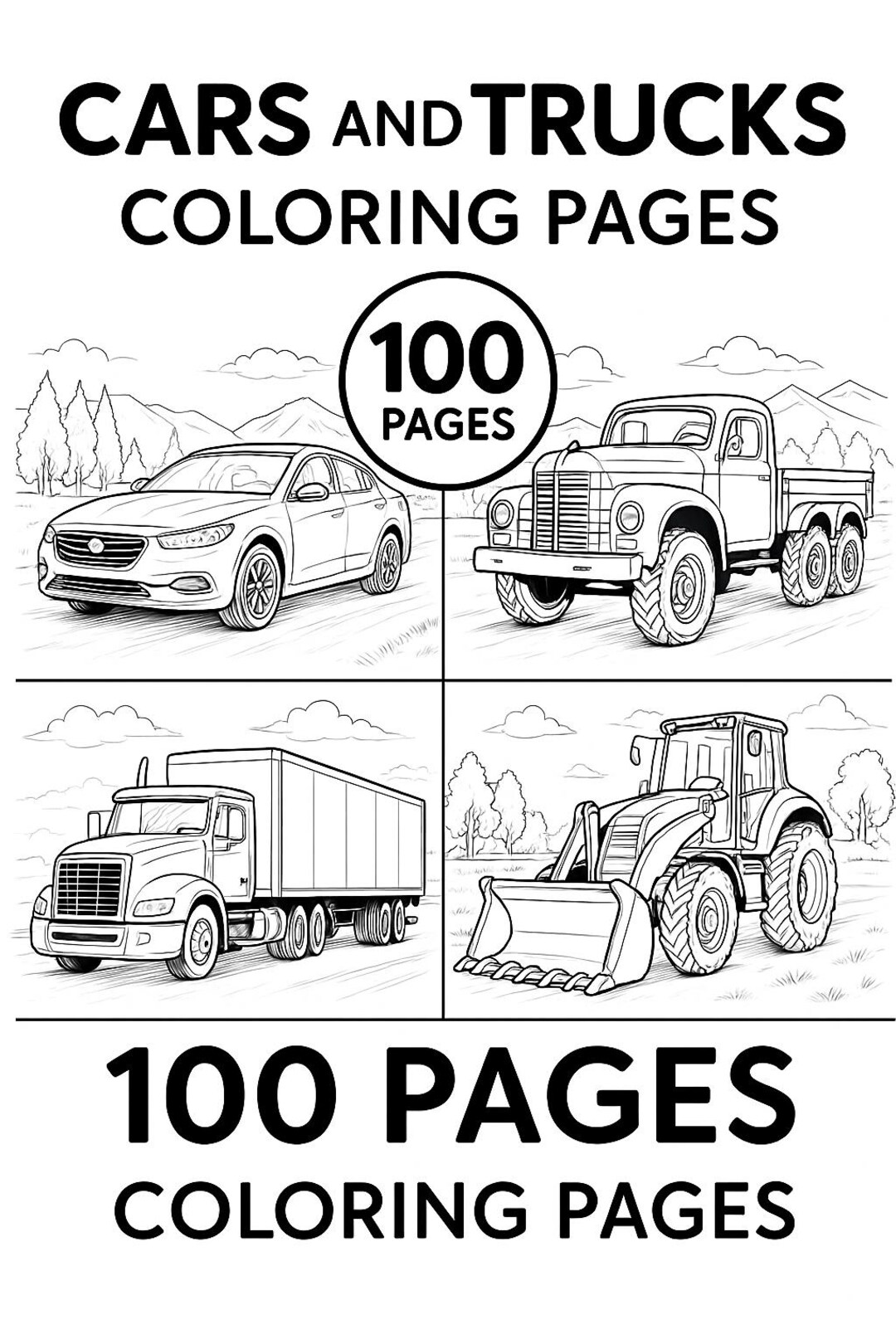 High Detail 100-page Cars and Trucks Coloring Book - Etsy