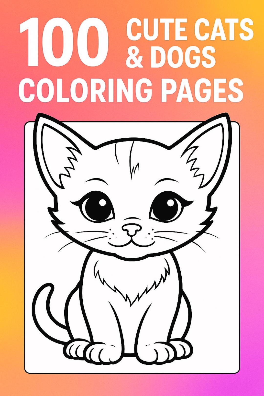 100 Cute Cats and Dogs Coloring Pages | Kids Printable Coloring Book ...