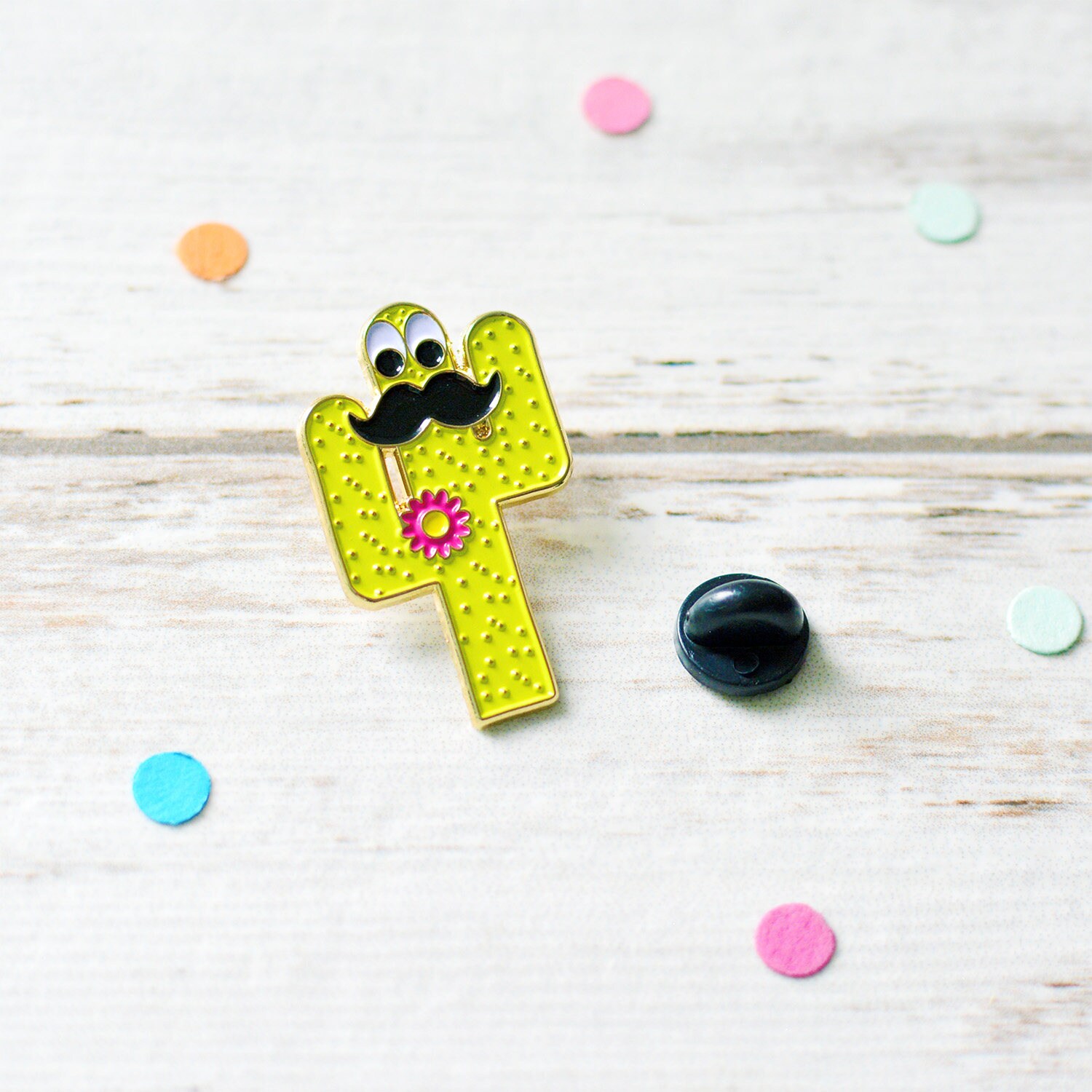 Cactus Enamel Pin With a Moustache & Googly Eyes in Cognito - Etsy UK