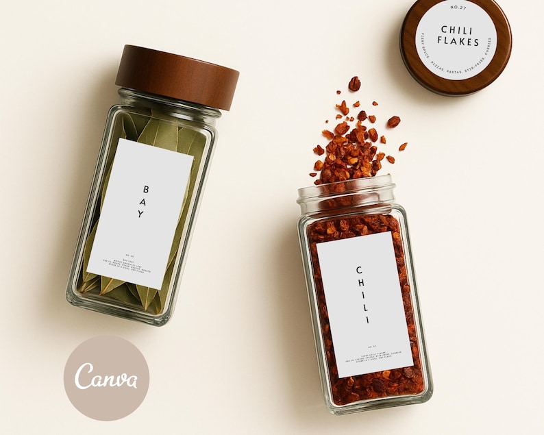 Minimalist Spice Jar Labels | Printable Kitchen Label Set | Modern ...