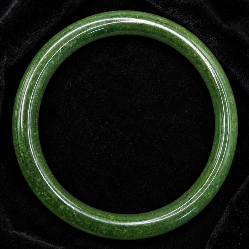 Natural Burmese Nephrite Jade Bangle Bracelet | Deep Green Jade ...