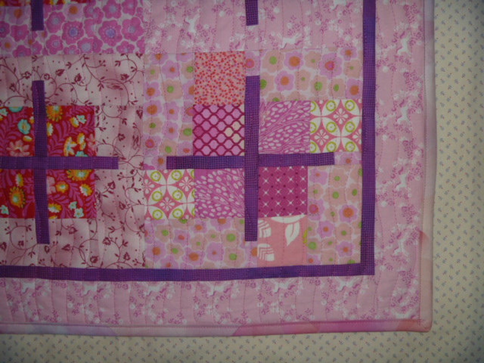 Pink and Purple Baby Quilt Modern Scrappy FREE SHIPPING | Etsy