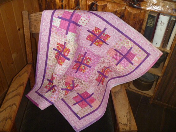 Pink and Purple Baby Quilt Modern Scrappy FREE SHIPPING | Etsy