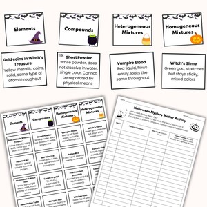 Halloween Science: Classifying Matter Task Cards (PDF) - Etsy