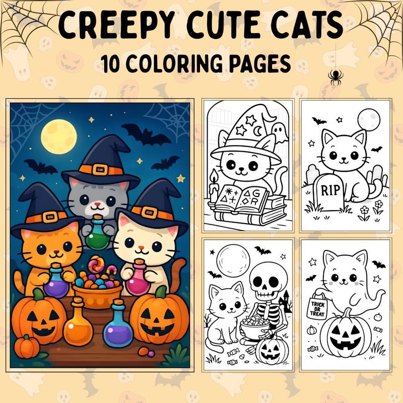 Cat Coloring Pages - Etsy