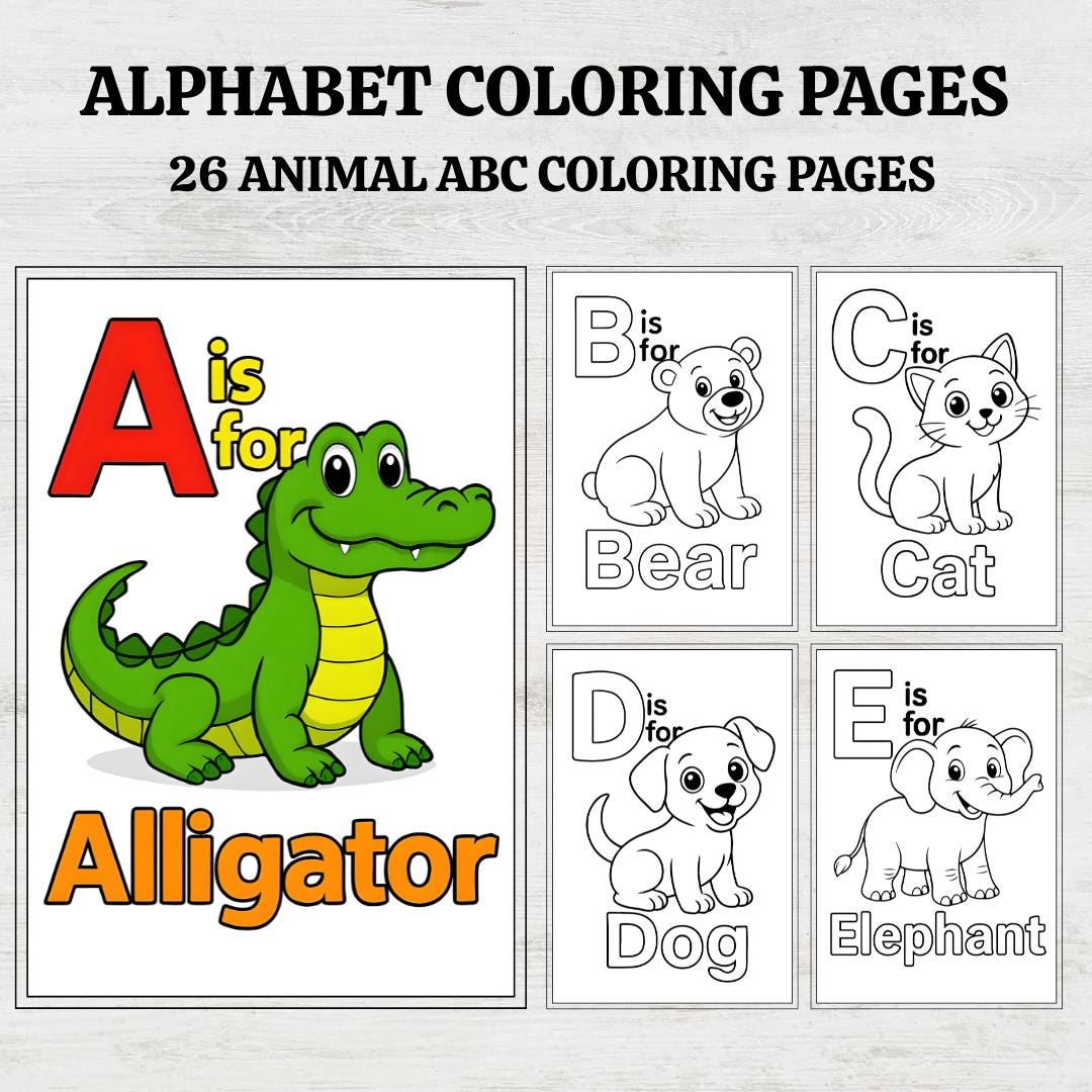 Animal ABC Coloring Pages, Learn and Color (digital Download) - Etsy