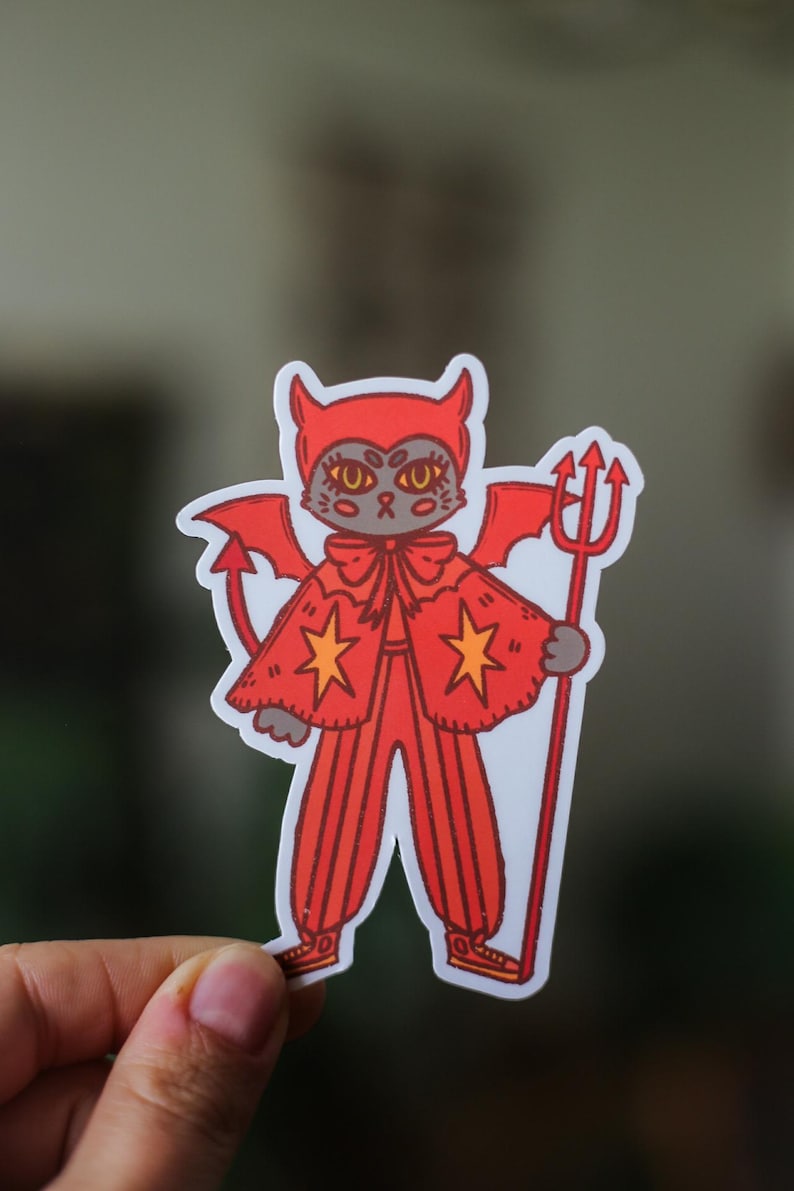 Halloween Costume Cat/devil Sticker - Etsy