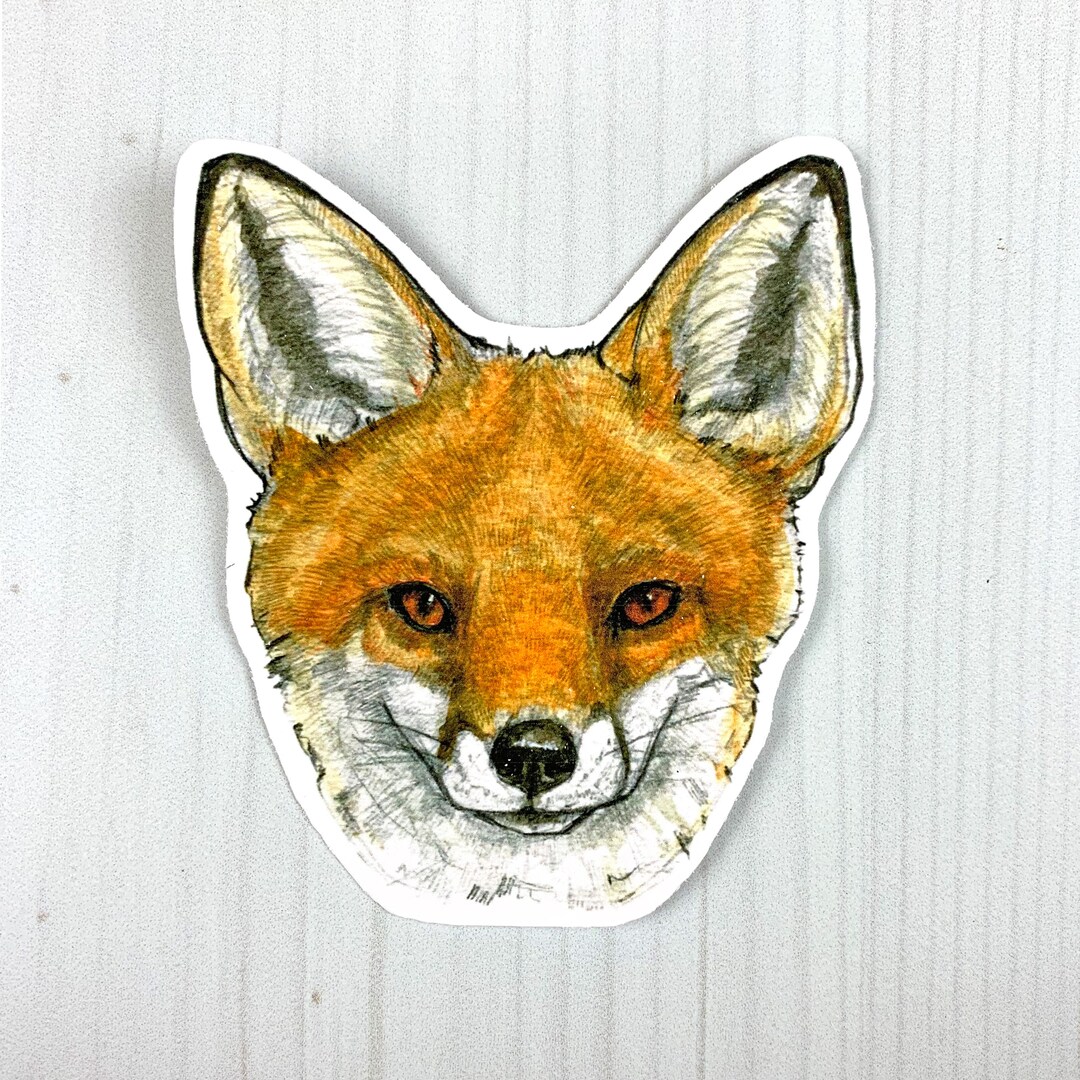 Red Fox Face Vinyl Sticker - Etsy