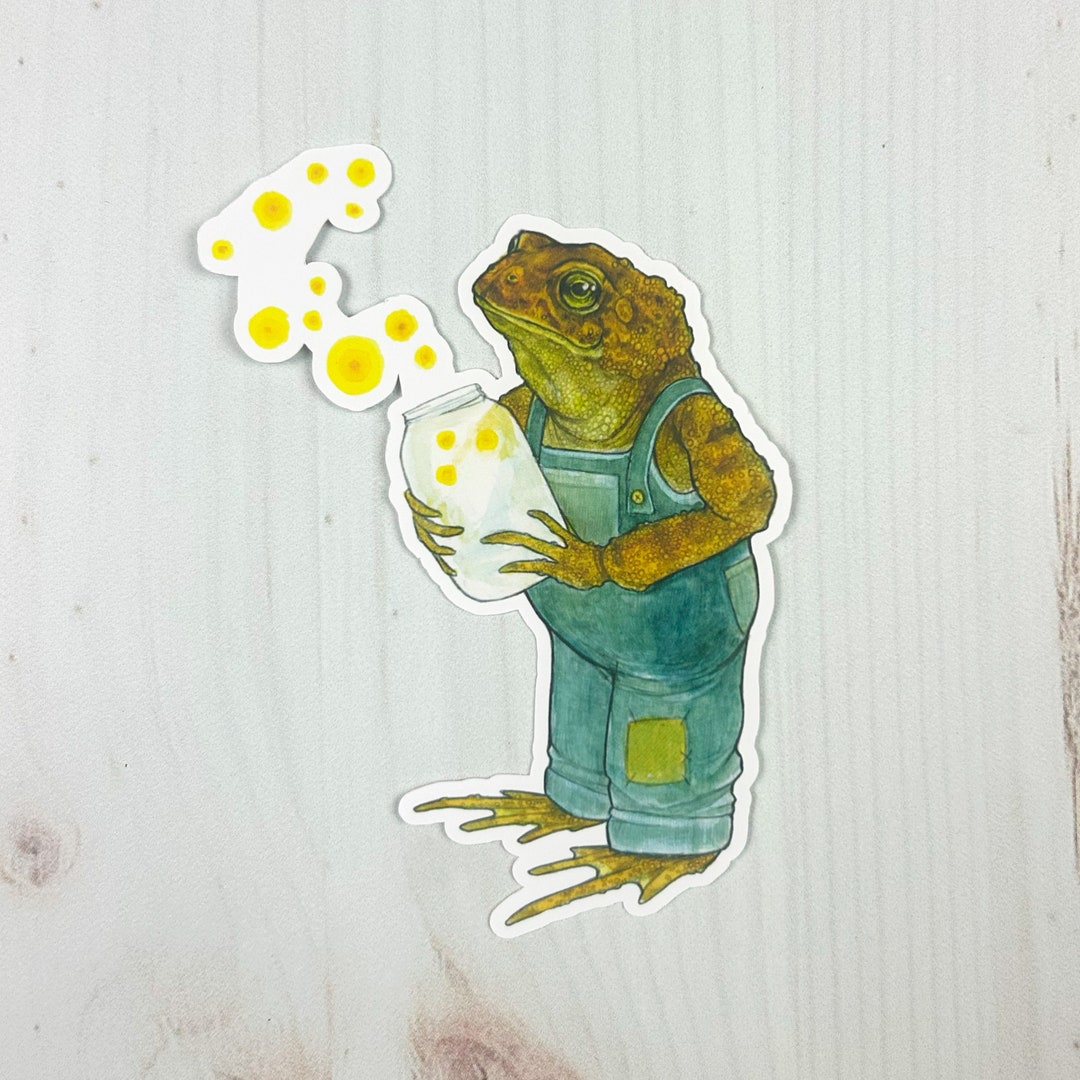 Toad With Firefly Jar Matte Vinyl Sticker - Etsy
