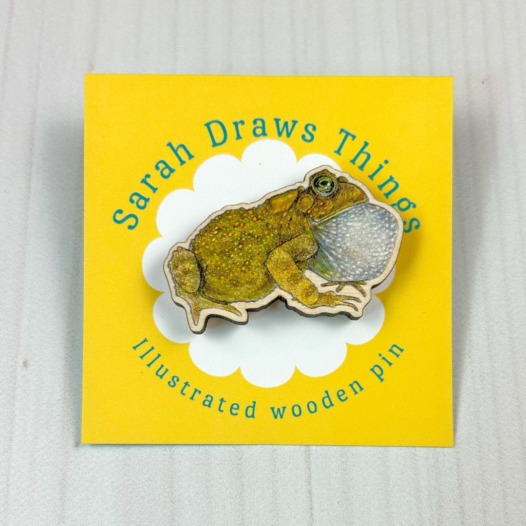 American Toad - 1.5" Illustrated Wooden Pin - Etsy