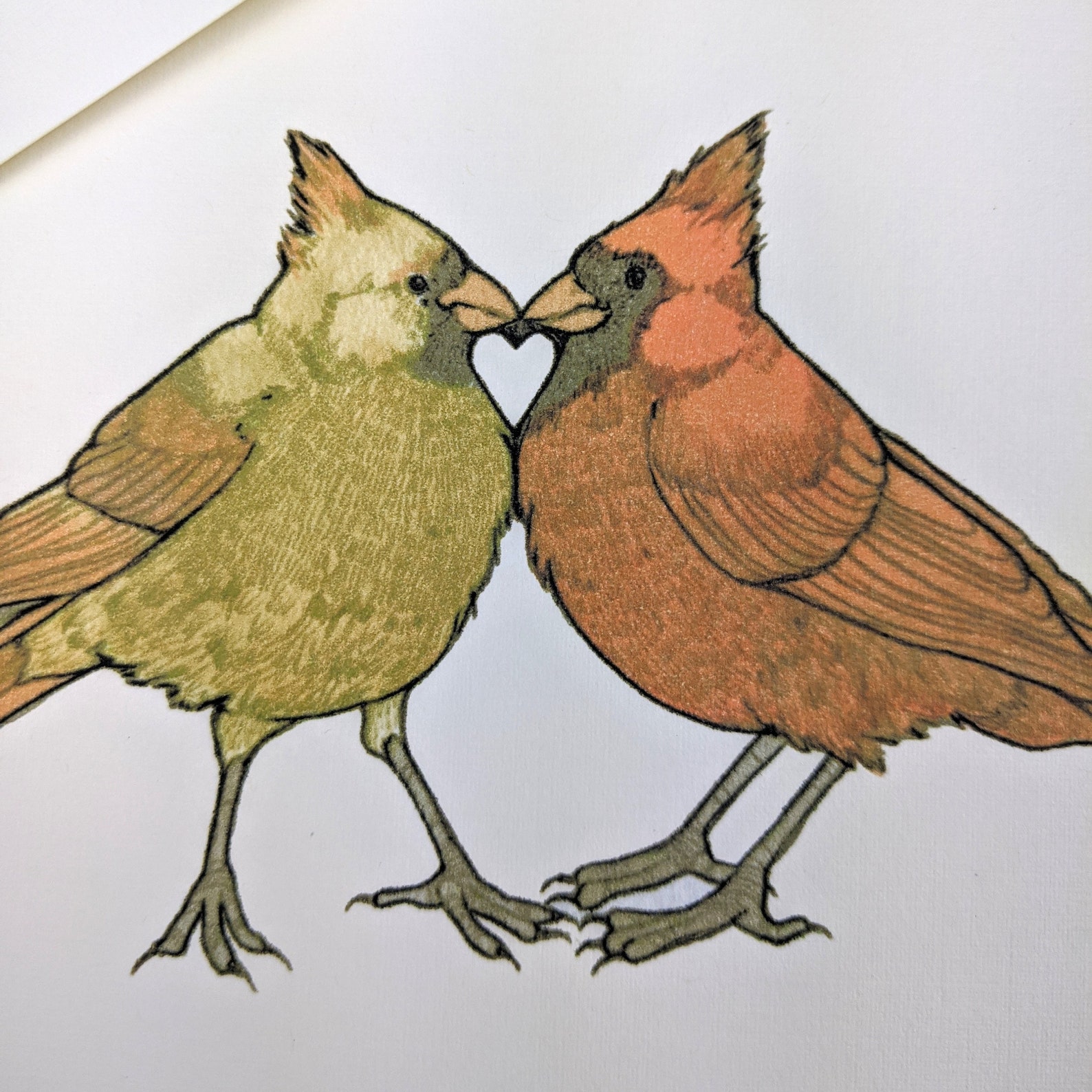 Cardinal Heart 5x7 Notecard | Etsy