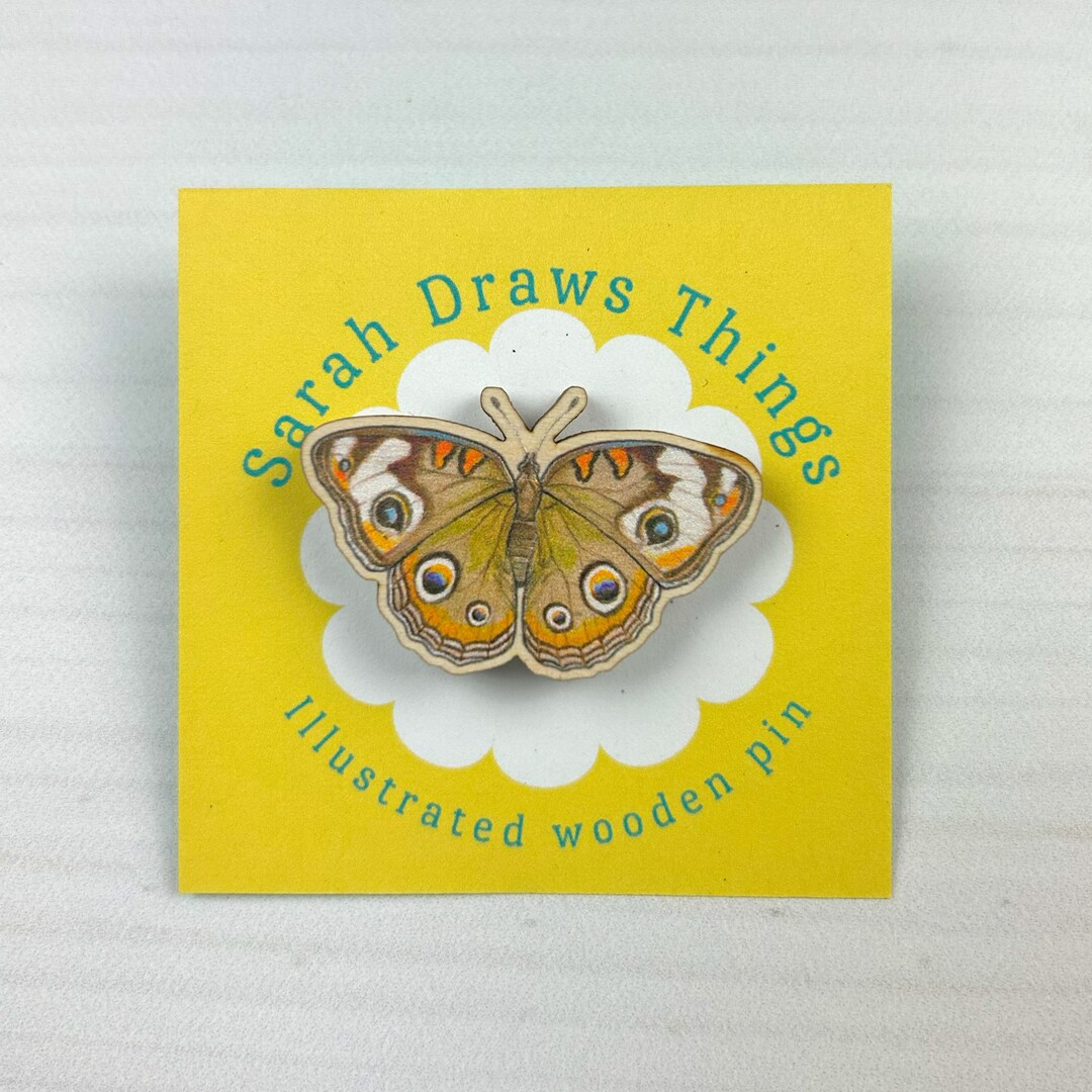 Common Buckeye - 1.5" Illustrated Wooden Pin - Etsy