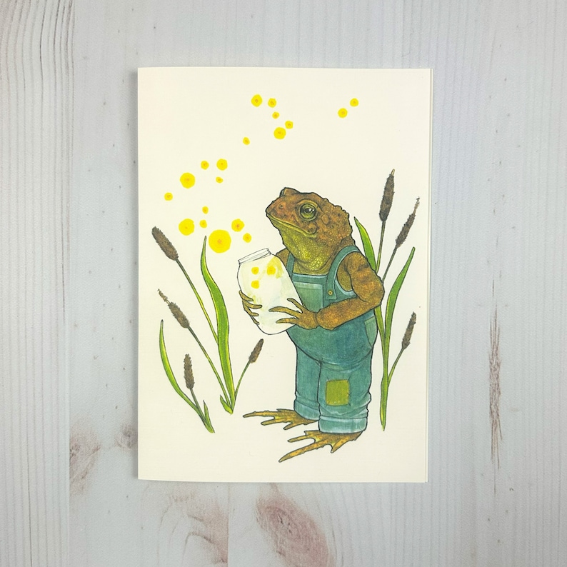 Toad With Firefly Jar - 5x7 Notecard - Etsy