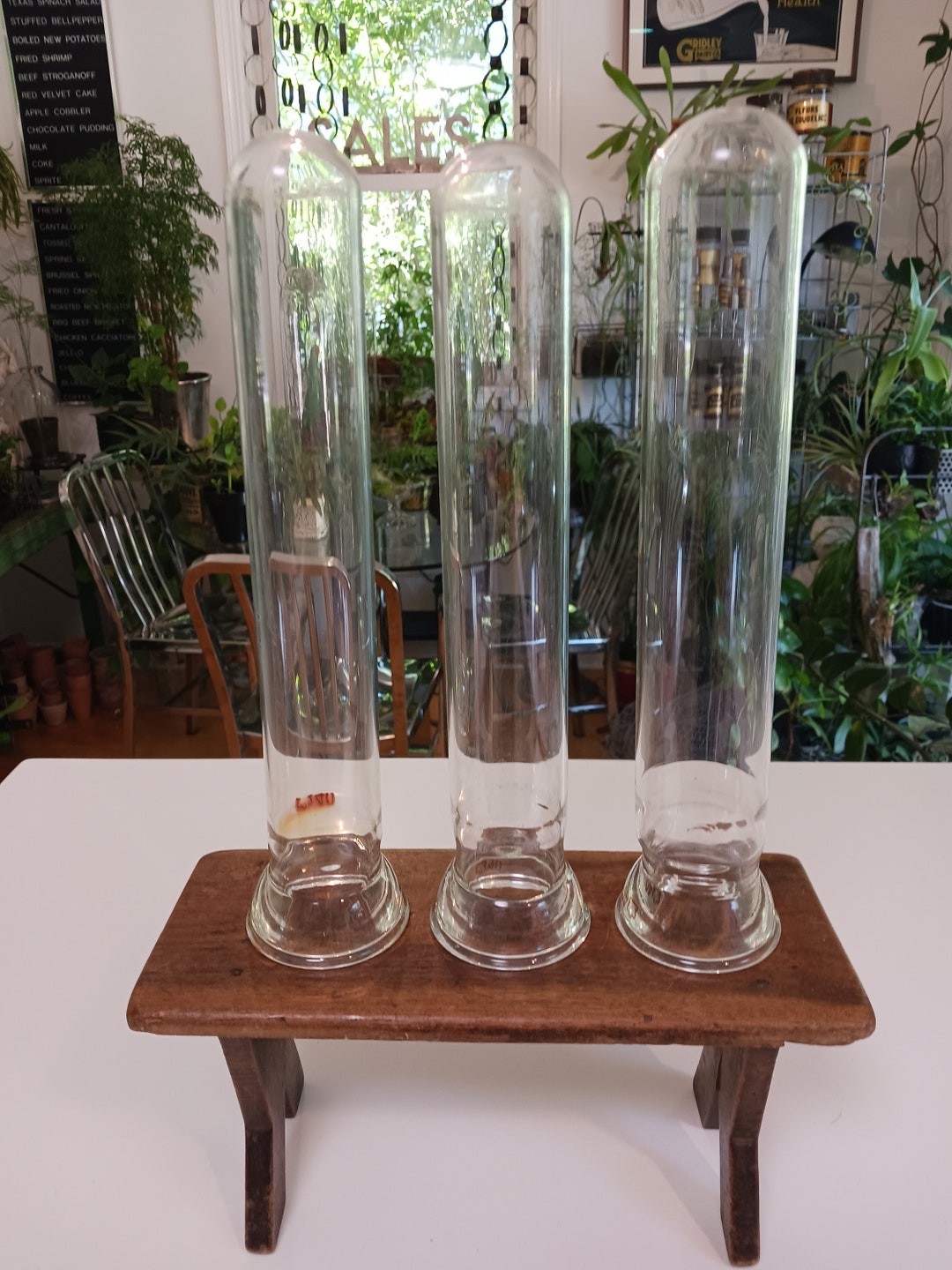 3 Vintage Inverted Glass Tubes, Vintage Science Tubes, Vintage ...
