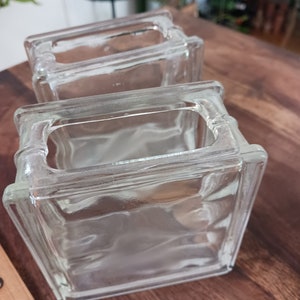 Pair of Vintage Glass Block Vases, Vintage Small Glass Blocks, Vintage ...