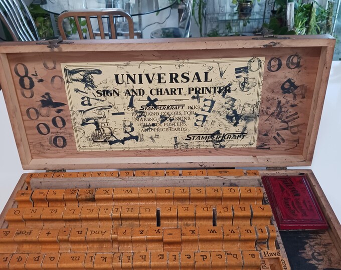 Vintage Wooden Stamp Set, Vintage Rubber Stamp Set in Box, Alphabet ...