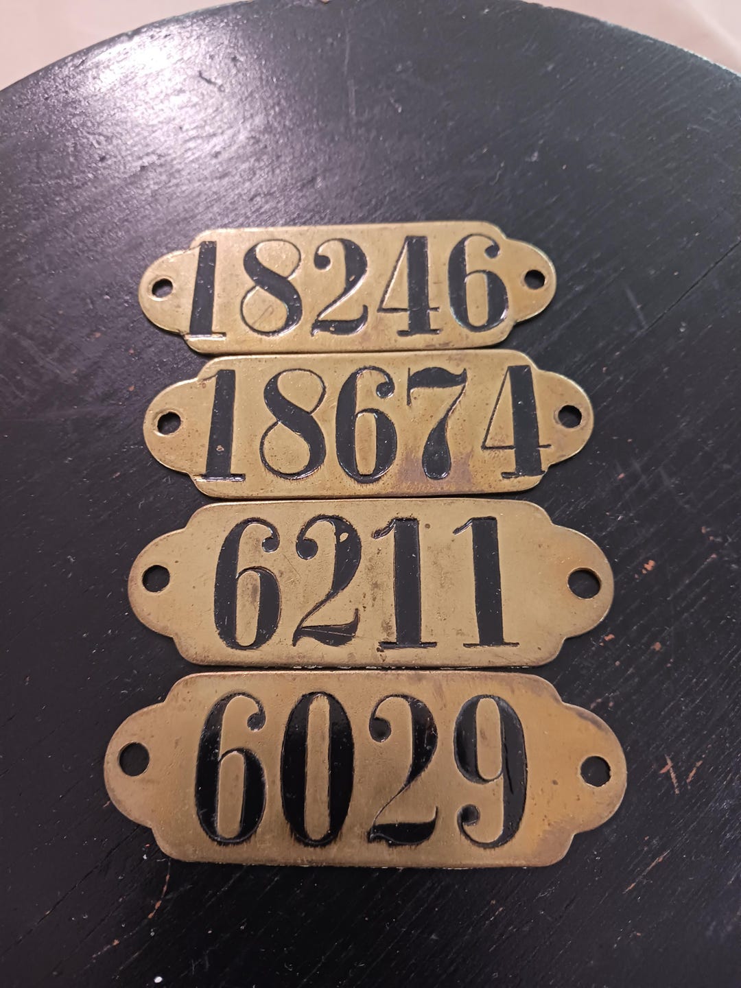 4 Vintage Brass Door Tags, Vintage Brass Tags, Vintage Hotel Room ...