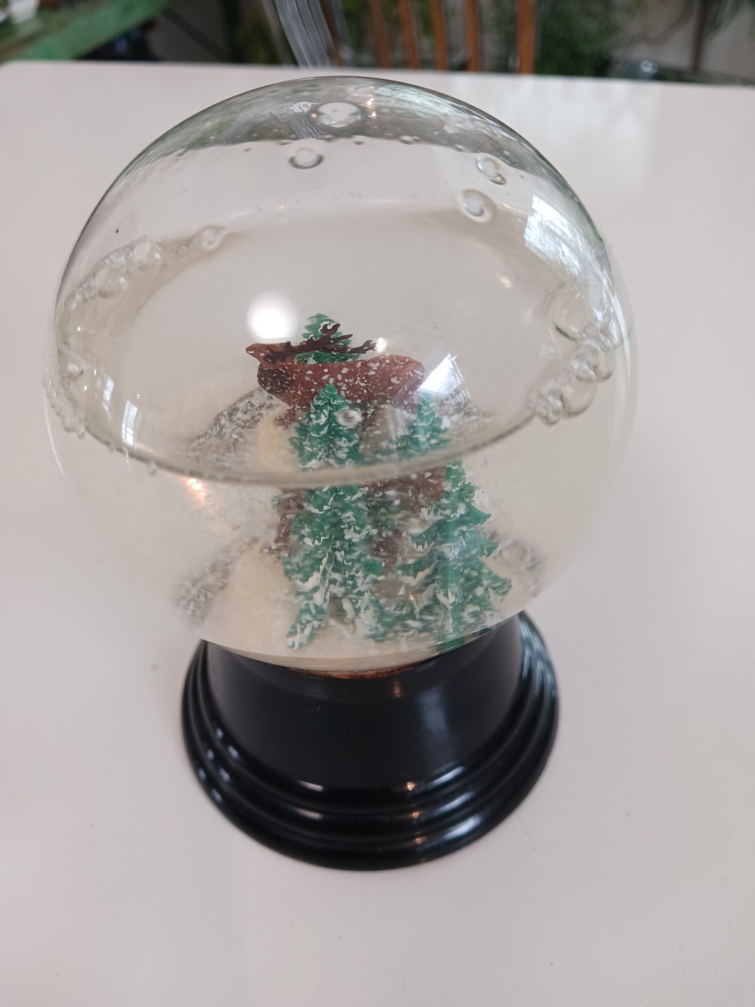 Vintage Snow Globe, Vintage Christmas Snow Globe, Vintage Deer Snow ...